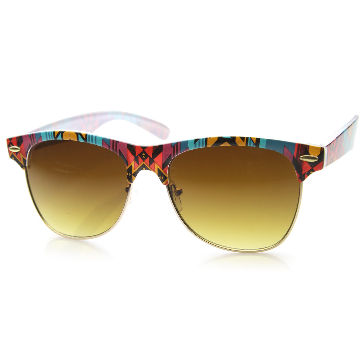 Mens Semi Rimless Sunglasses With Uv400 Protected Gradient Lens