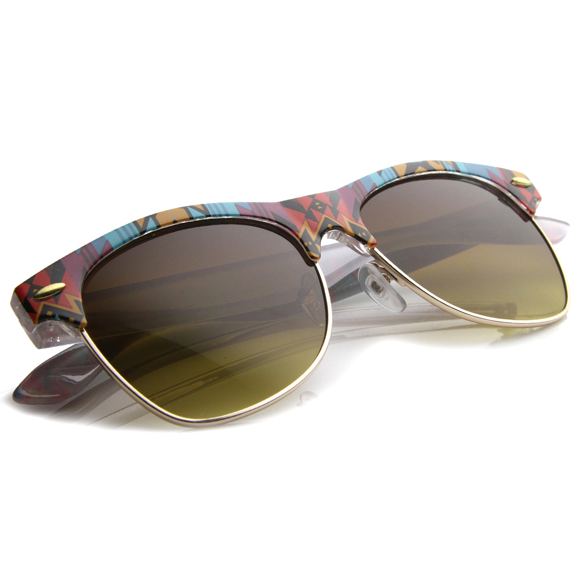 Mens Semi Rimless Sunglasses With Uv400 Protected Gradient Lens