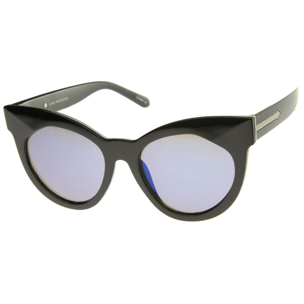 Womens Oversize Chunky Frame Iridescent Lens Cat Eye Sunglasses 55mm