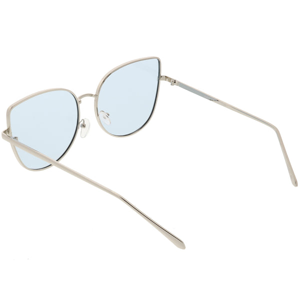 Oversize Metal Cat Eye Sunglasses Round Color Tinted Flat Lens 60mm