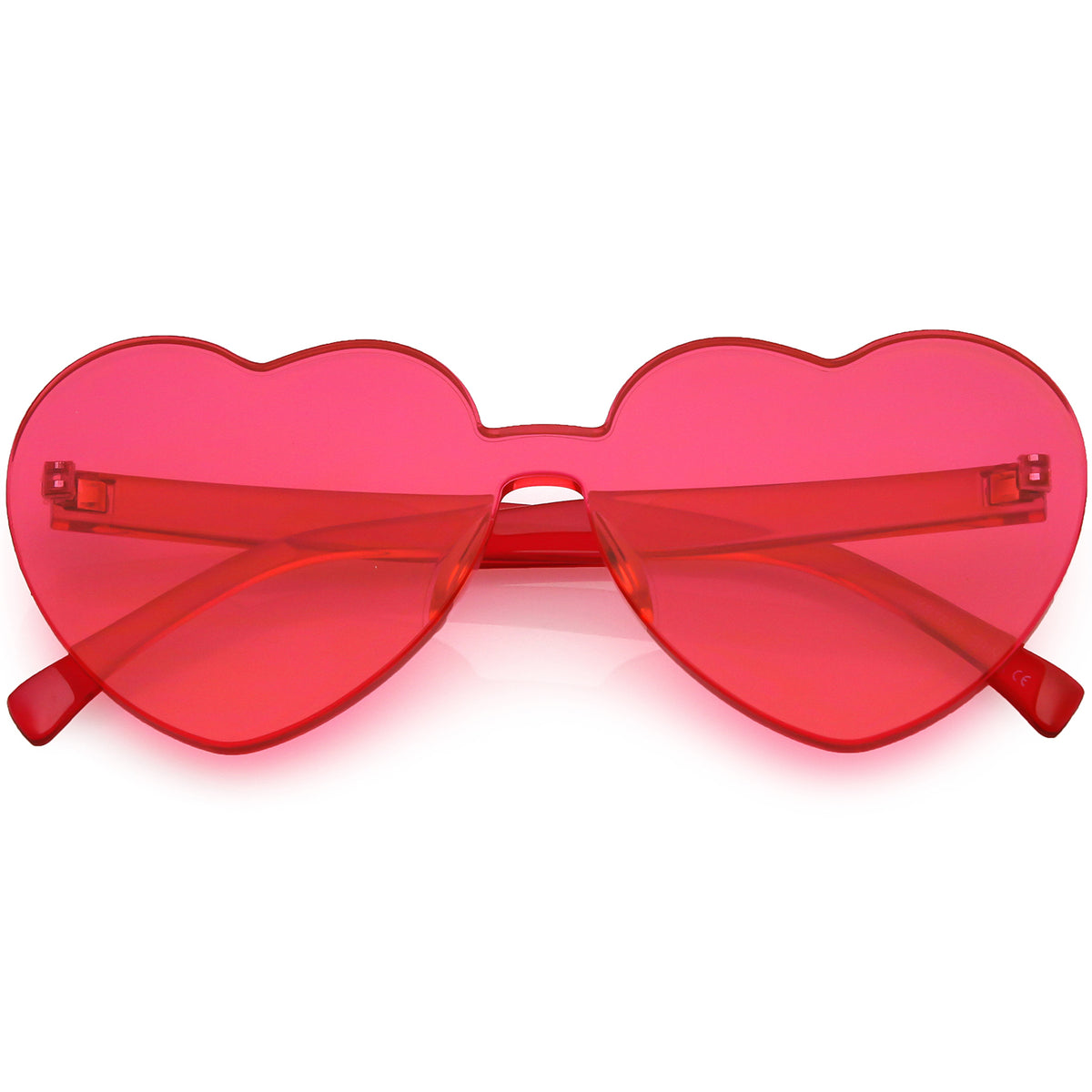 One Piece Rimless Heart Sunglasses Color Tinted Mono Block Lens 65mm